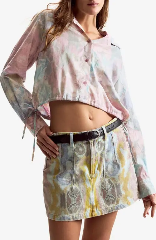 Desigual Floral Print Crop Shirt - Fuchsia