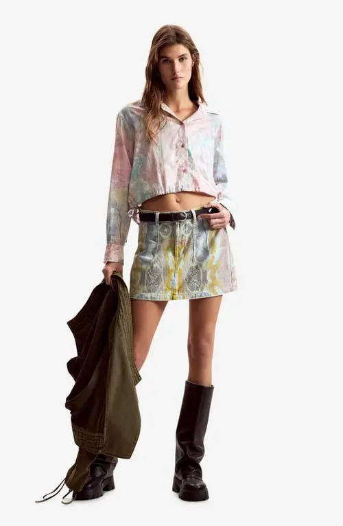 Desigual Floral Print Crop Shirt