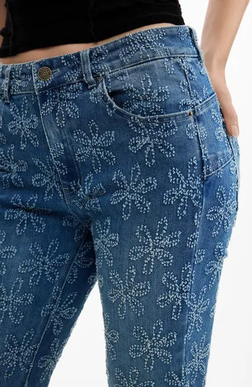 Desigual Floral Embroidered Flare Jeans