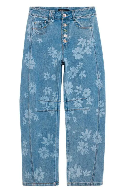 Desigual Floral Straight-leg Jeans - Medium Blue