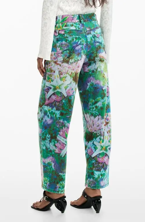 Desigual Wild Garden Print Straight Leg Jeans