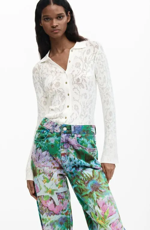 Desigual Wild Garden Print Straight Leg Jeans