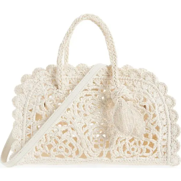 Jacquemus The Small Turismo Crochet Raffia Effect Bowling Bag - White 100