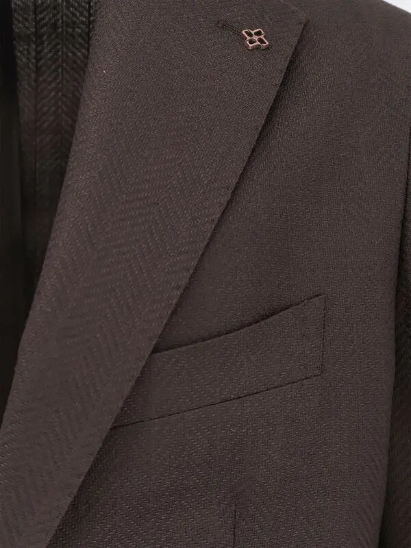 Tagliatore Single-breasted Silk And Wool Blazer - Brown