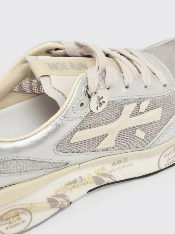 Premiata Moerund Laminated Leather And Mesh Sneakers - Silver