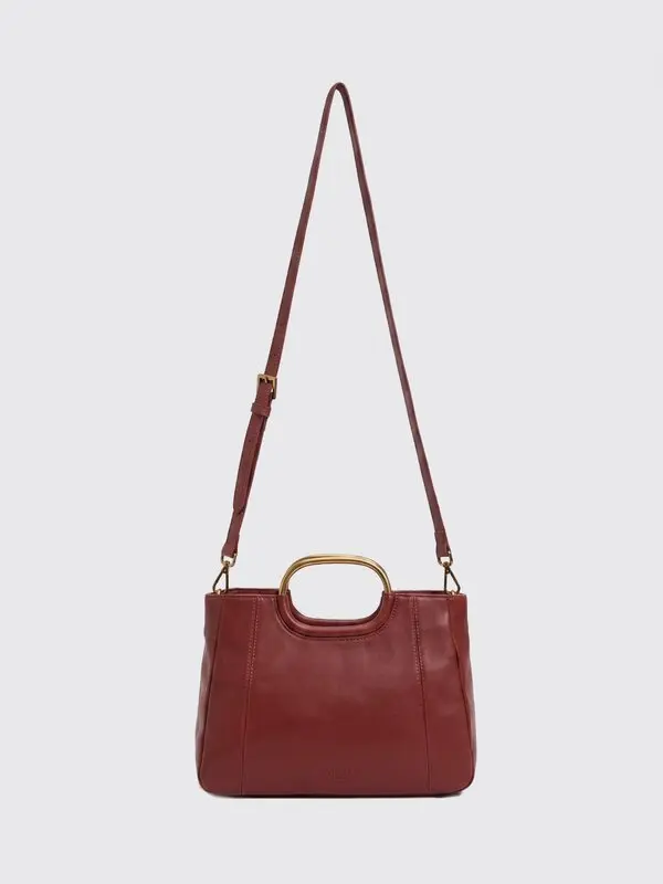 TWINSET Leather Handbag With Metallic Handle - Brown