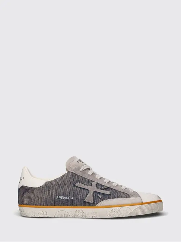 Premiata Stevend Leather And Glitter Sneakers - Blue