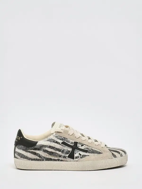 Premiata Stevend Leather And Glitter Sneakers - Multicolor
