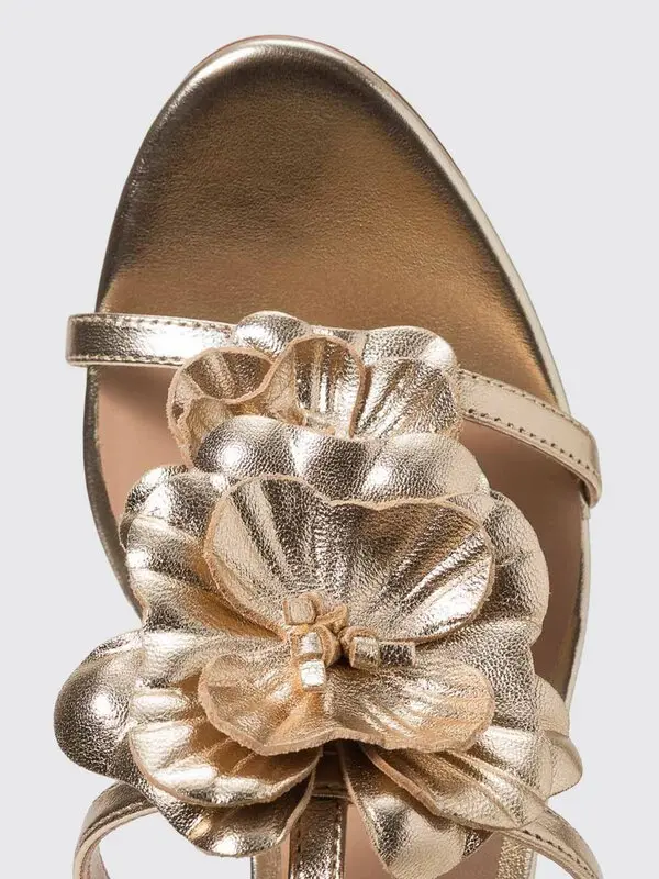TWINSET Leather Sandals With Floral Embellishment - Brown