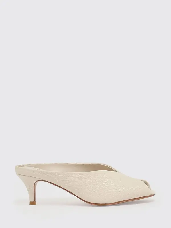TWINSET Lizard Print Leather Mules - White