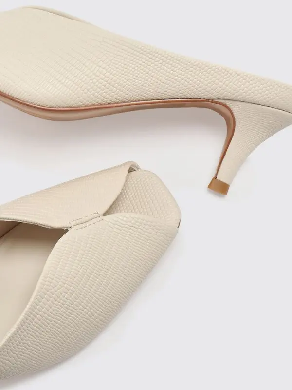 TWINSET Lizard Print Leather Mules - White