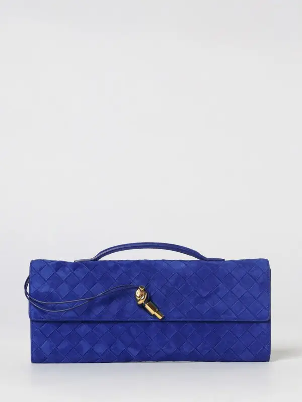 Bottega Veneta Woven Clutch With Clasp - Royal Blue