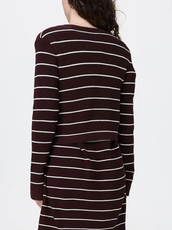 Elisabetta Franchi Striped Viscose Cardigan - Cocoa