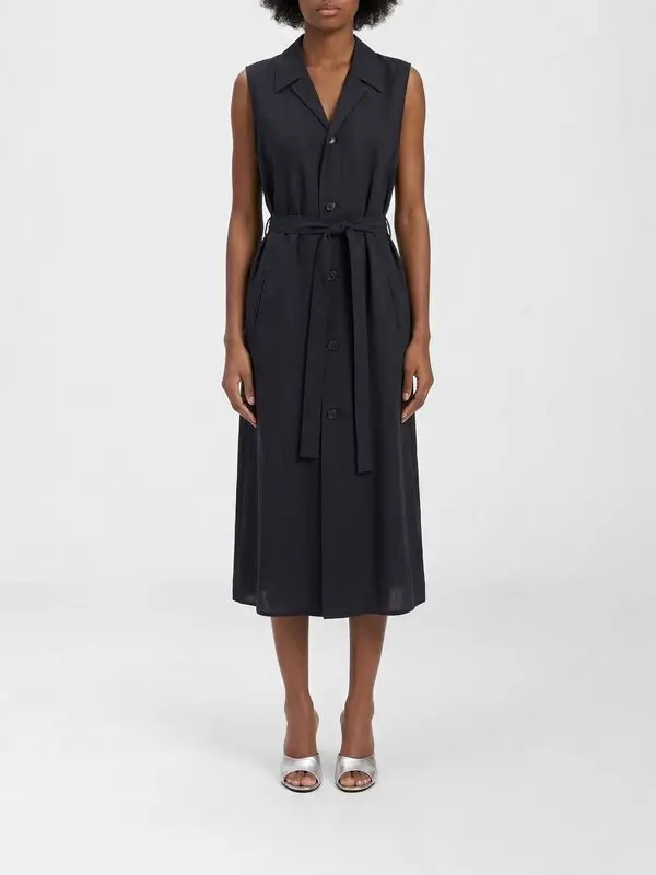 Y’s Cellulose Midi Shirt Dress - Black