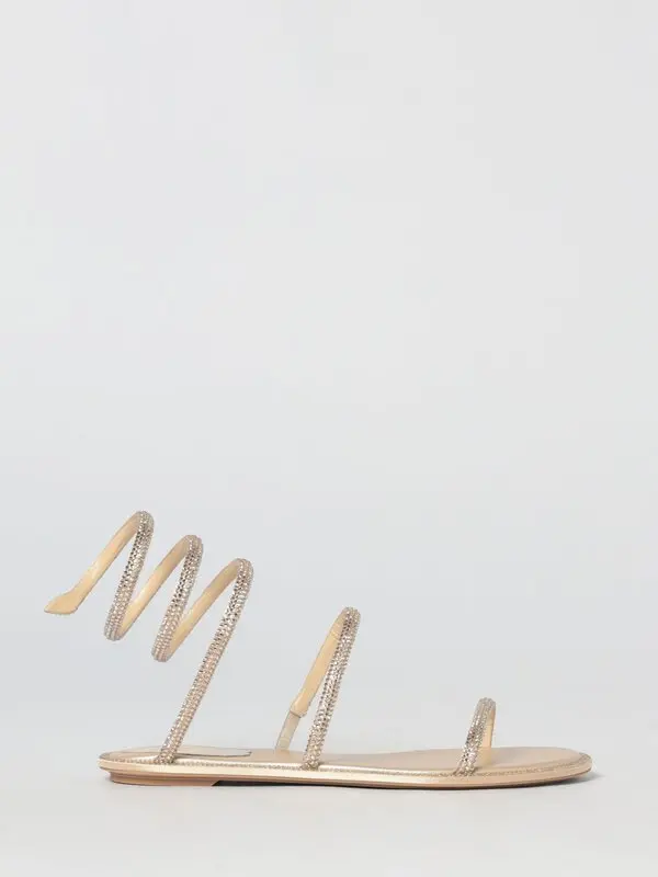 Rene Caovilla Embellished Strappy Heeled Sandal - Beige