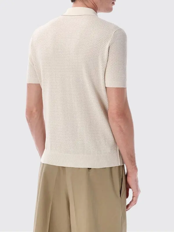 ROBERTO COLLINA Knitted Cotton Polo Shirt - Beige
