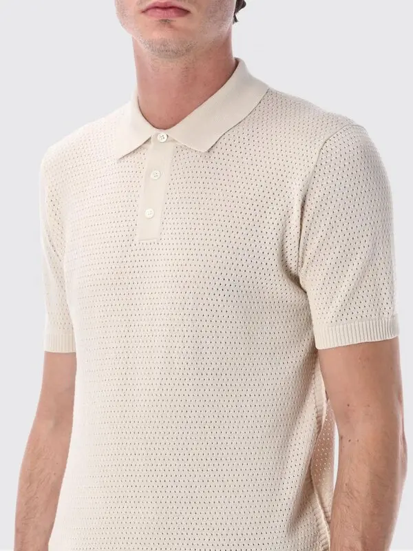 ROBERTO COLLINA Knitted Cotton Polo Shirt - Beige