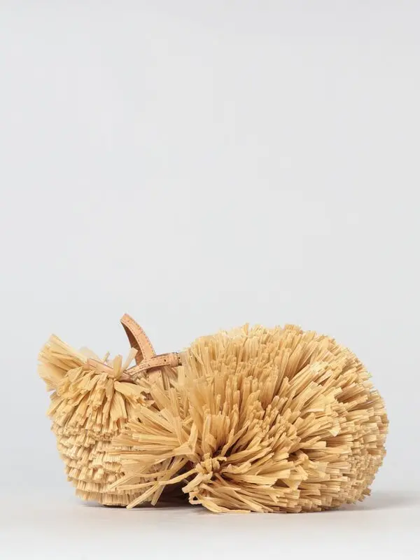 Moschino Raffia Fringe High Heel Sandals - Natural