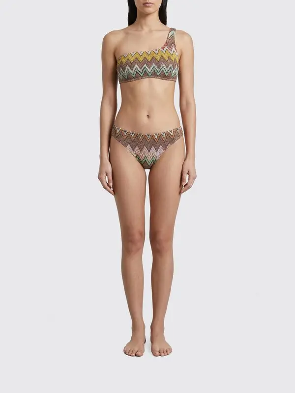 Missoni One-shoulder Chevron Swimsuit - Brown