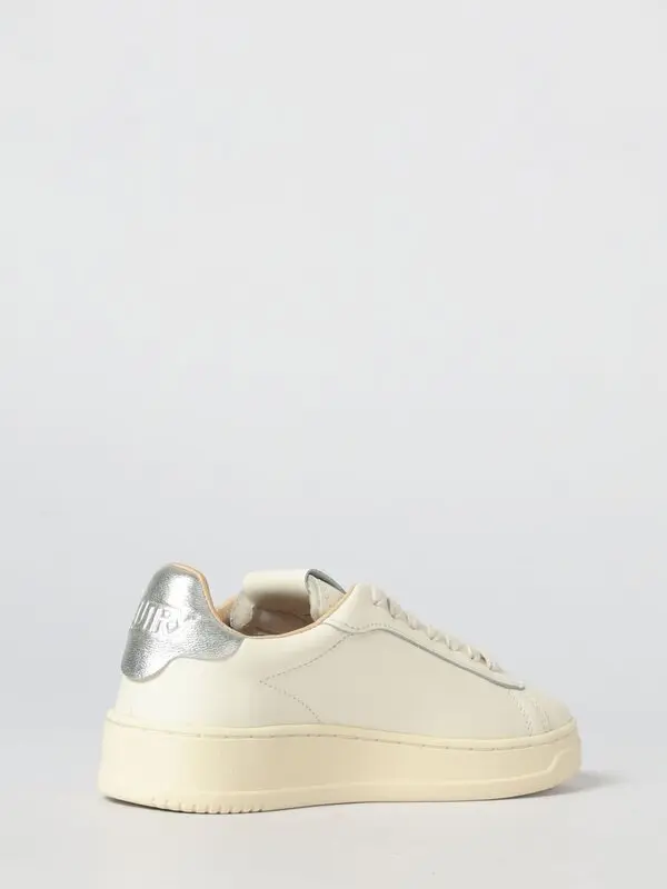 AUTRY Leather Sneakers With Metallic Heel Detail - Silver
