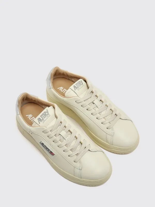 AUTRY Dallas Low Bicolour Calfskin Leather Trainers - Silver