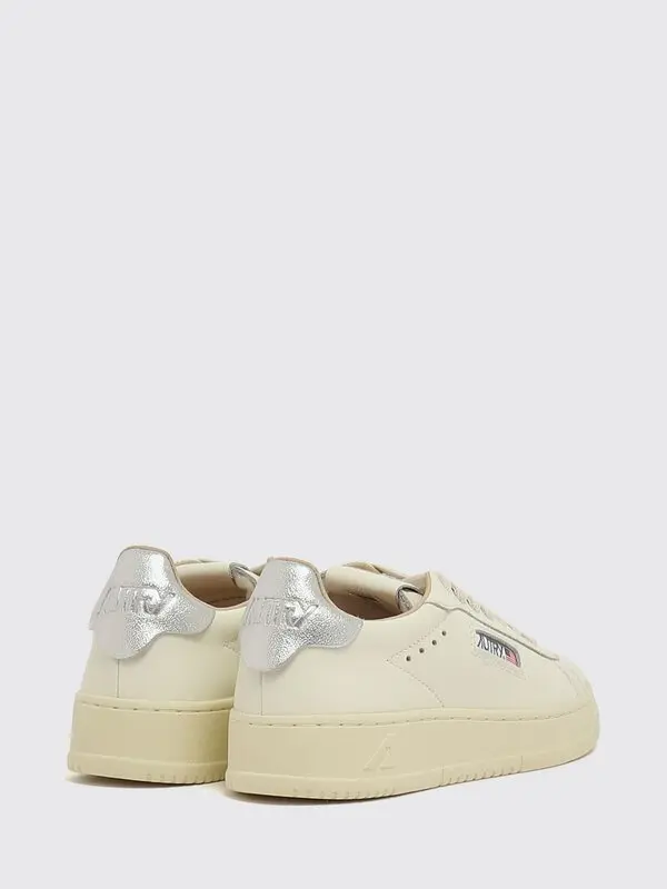 AUTRY Dallas Low Bicolour Calfskin Leather Trainers - Silver
