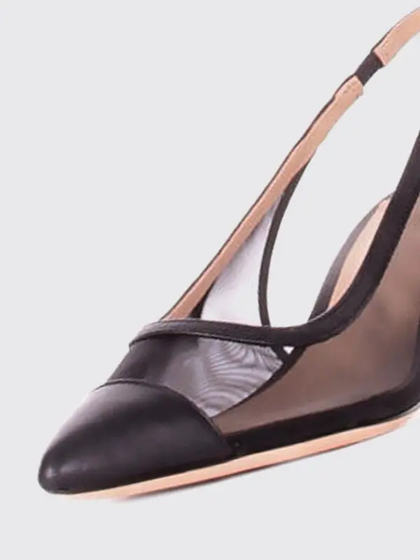 Ralph Lauren Mesh And Leather Slingback Court Shoes