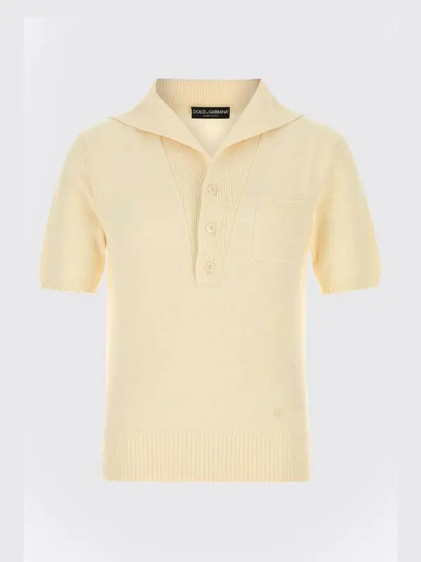 Dolce & Gabbana Cotton Knit Polo Shirt - Beige