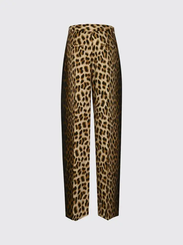 Sportmax Silk Palazzo Trousers With Animal Print - Camel