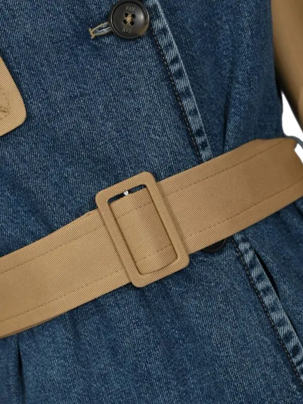 FAY Double-breasted Cotton And Trench Coat - Denim