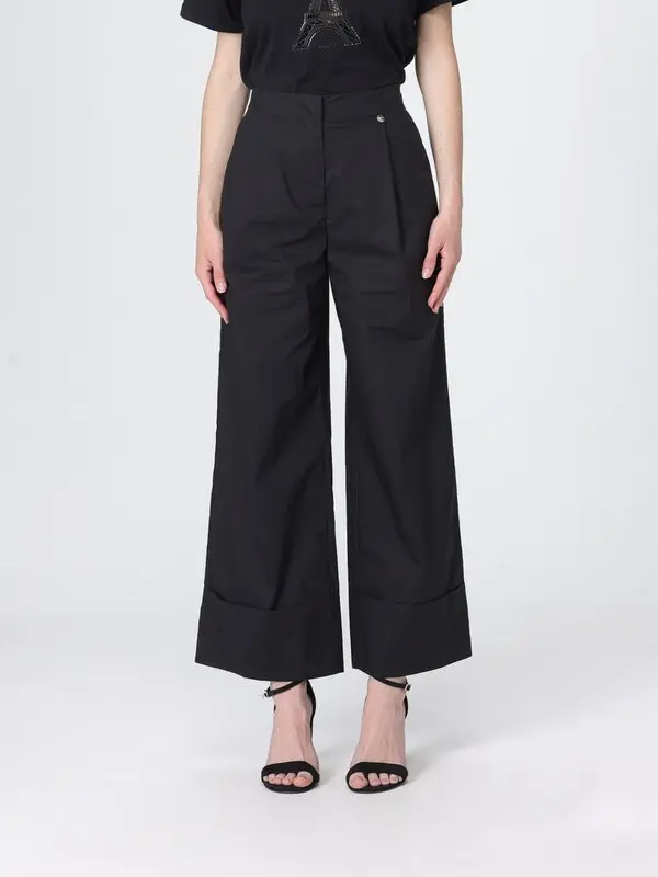 Liu Jo Cotton Palazzo Trousers - Black