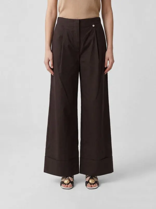 Liu Jo Cotton Palazzo Trousers - Brown