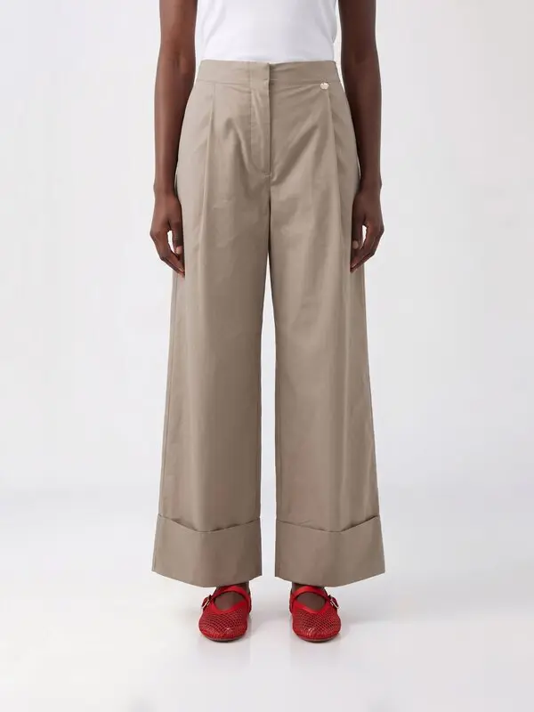 Liu Jo Cotton Palazzo Trousers - Grey