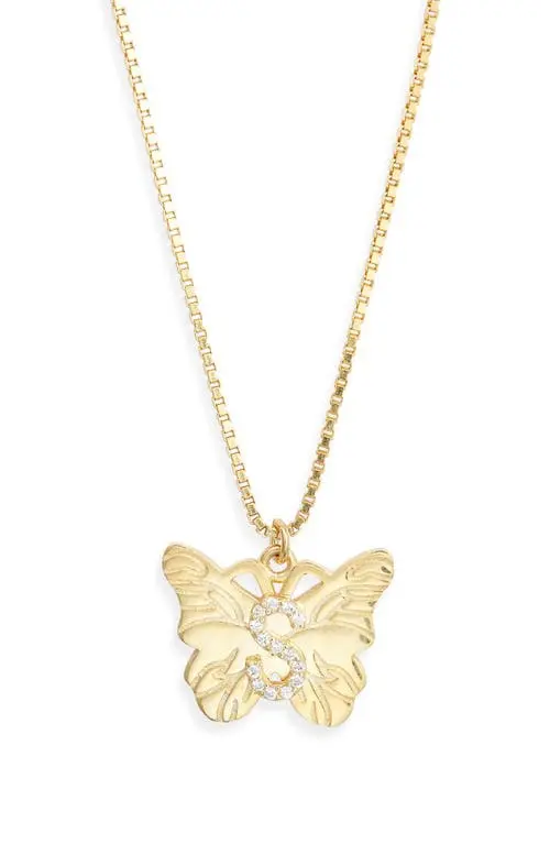 THE M JEWELERS Butterfly Initial Pendant Necklace - Gold S