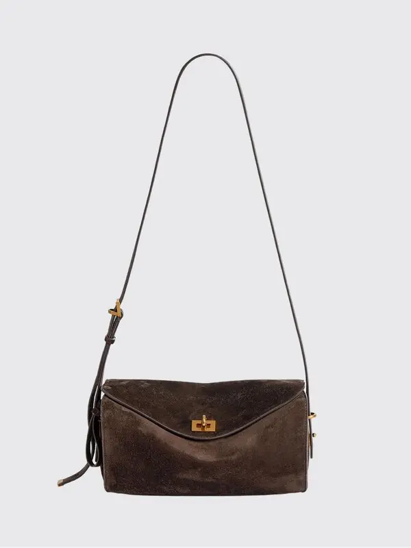 Balenciaga Le 7 Suede Calfskin Crossbody Bag - Brown