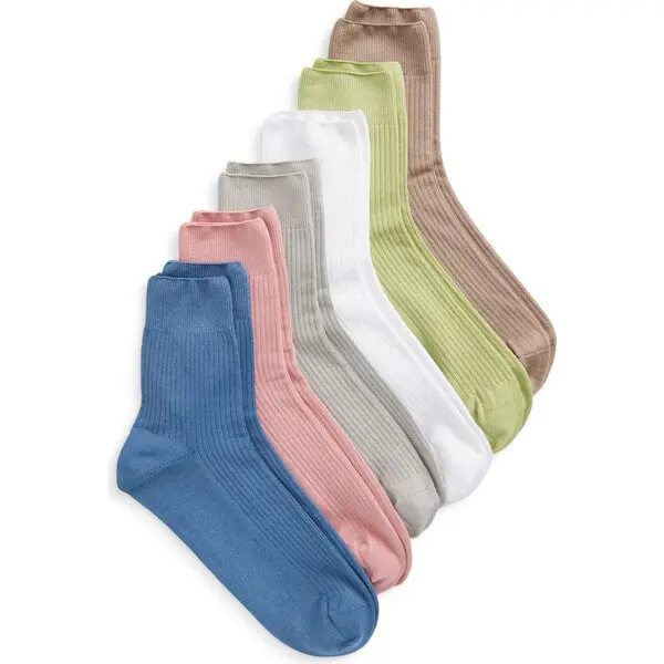 MUK LUKS Assorted 6-pack Crew Socks - Spring Color Pack
