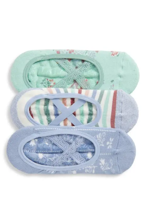 MUK LUKS Ballerina Assorted 3-pack No-show Socks - Mint/blue