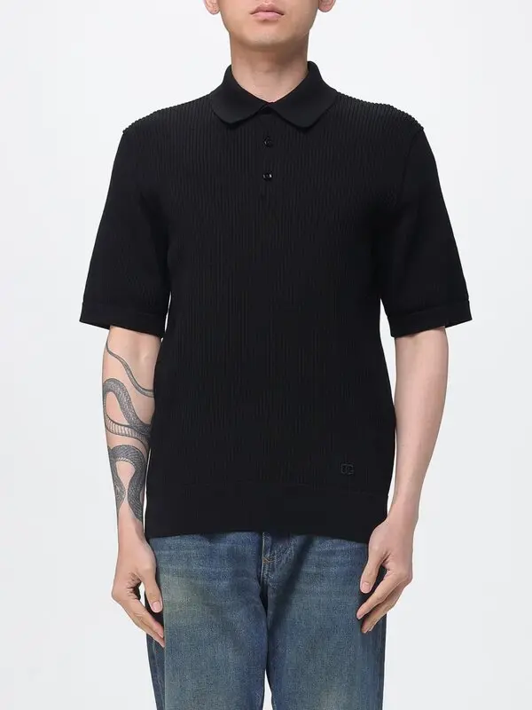 Dolce & Gabbana Cotton Knit Polo Shirt - Black