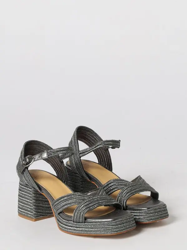 CastaÑer Strappy Platform Heeled Sandals - Grey