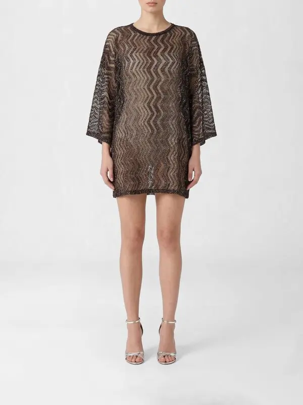 Missoni Zig Zag Viscose Lurex Knit Mini Dress - Brown