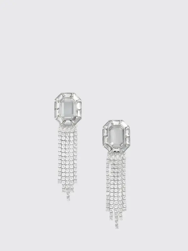 SELF-PORTRAIT Brass Earrings With Set Rhinestones And Crystal Embellishments - Silver