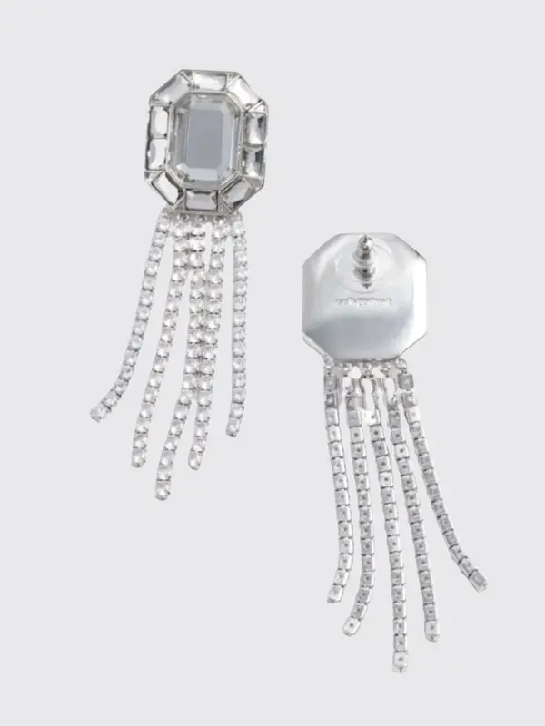SELF-PORTRAIT Brass Earrings With Set Rhinestones And Crystal Embellishments