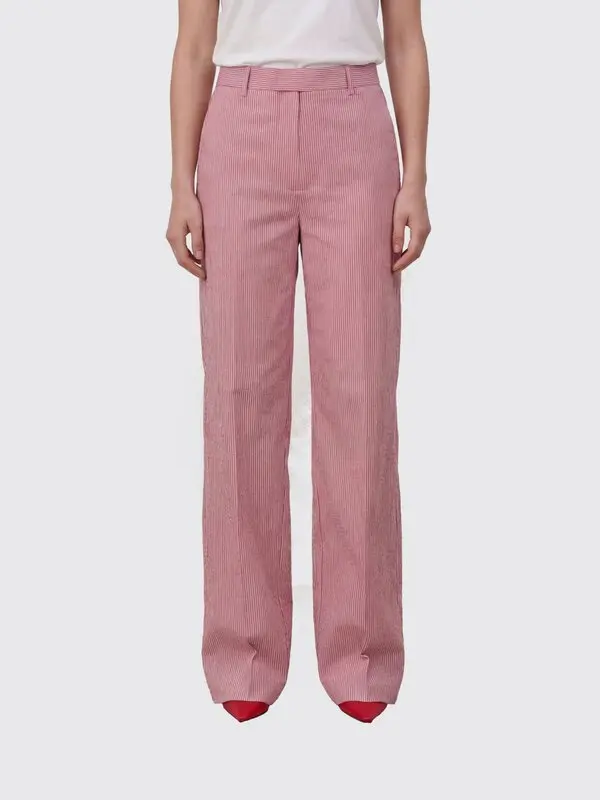 ARMARIUM Striped Cotton Wide-leg Trousers - Red
