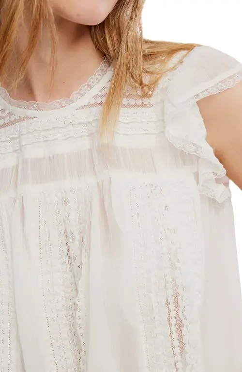 Free People Lace Trimmed Crop Top - Ivory