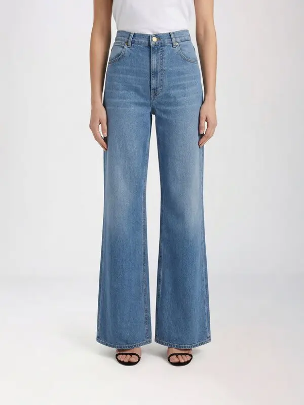 FAY Cotton Blend Denim Flared Jeans - Blue