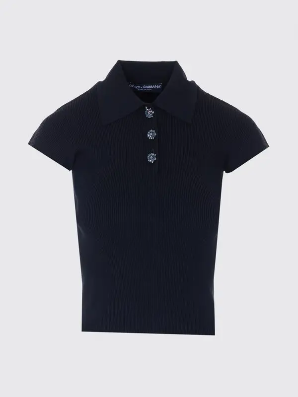 Dolce & Gabbana Ribbed Viscose Knit Polo Shirt