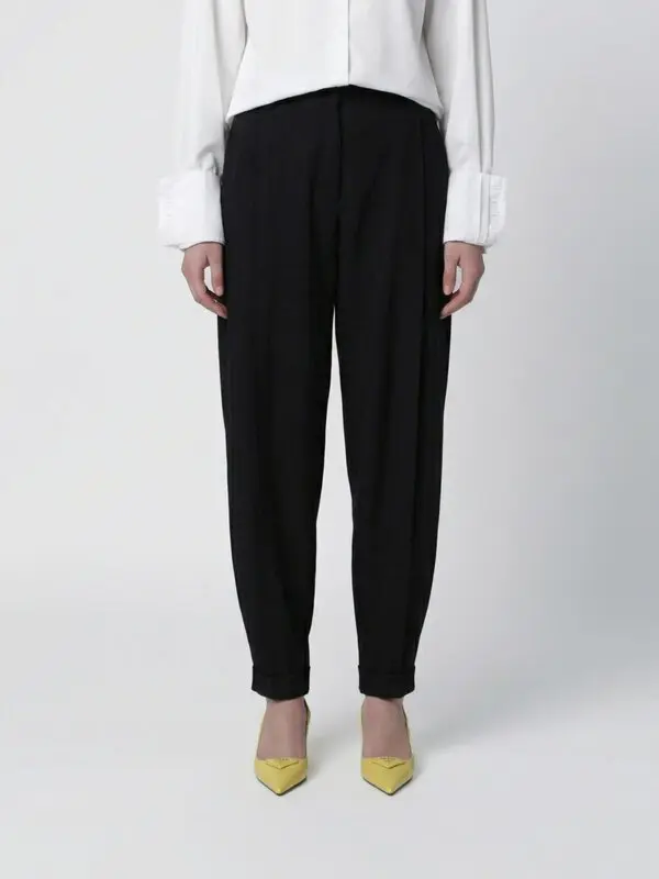 THELATEST Viscose Blend Straight Trousers - Black