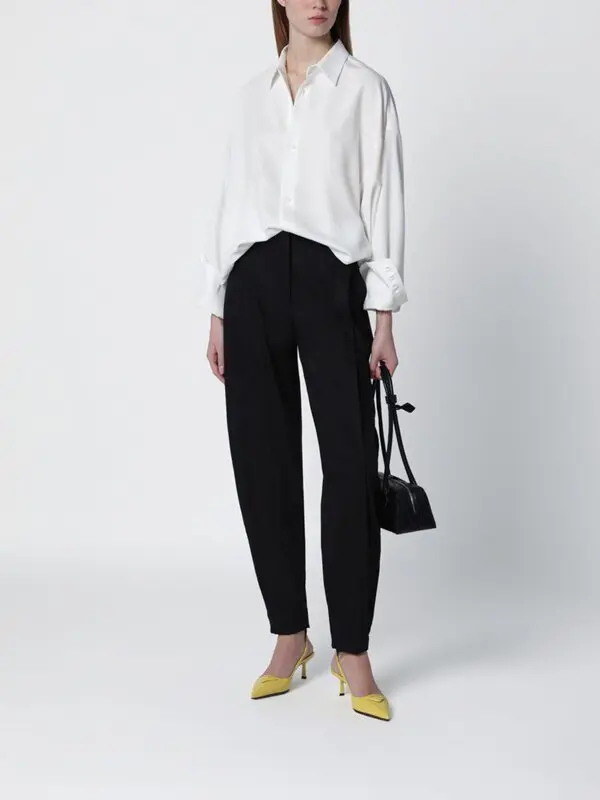 THELATEST Viscose Blend Straight Trousers - Black