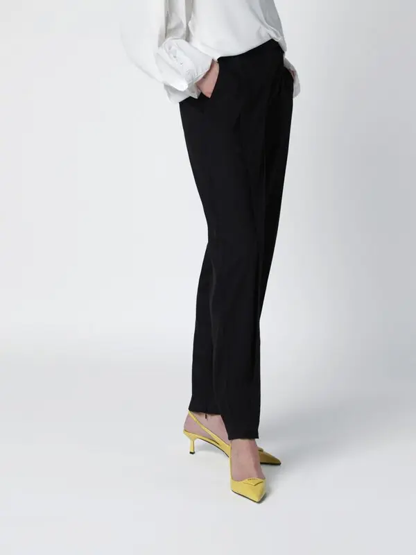 THELATEST Viscose Blend Straight Trousers - Black