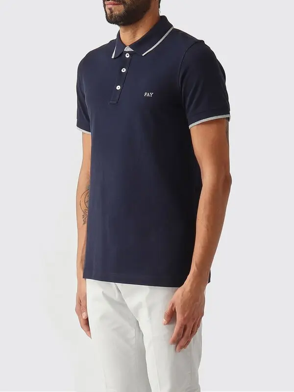 FAY Basic Cotton Polo Shirt - Navy